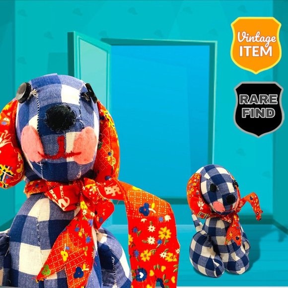Handmade | Toys | Vintage Patchwork Stuffed Animal Inch Dog Plush Rare ...